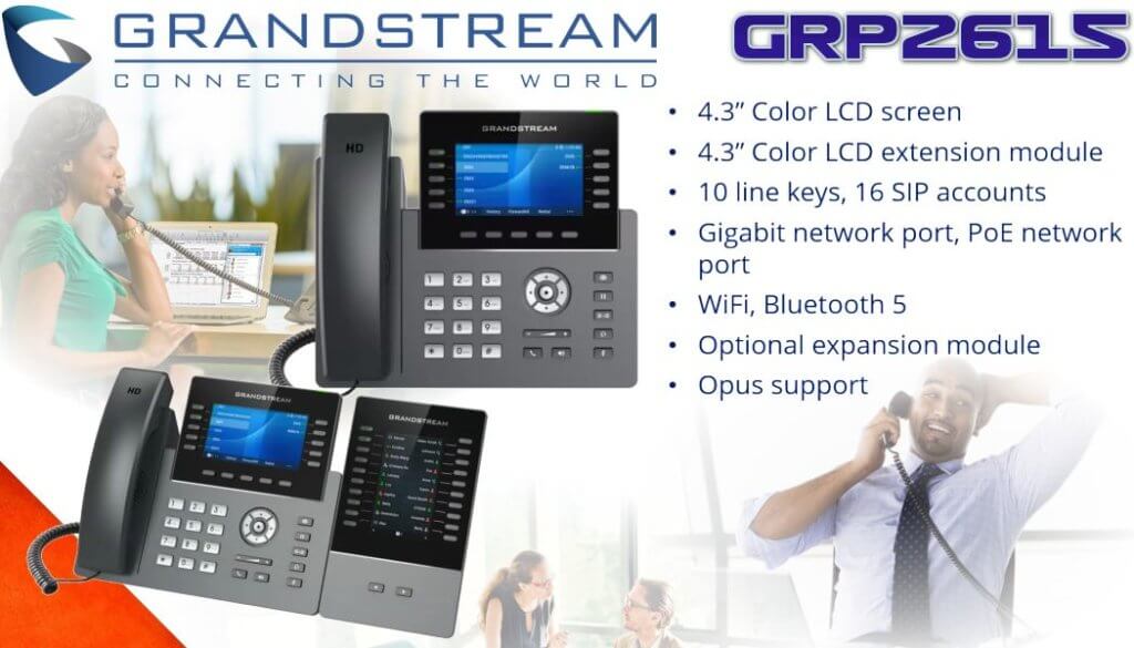 Grandstream GRP2615 IP Phone -16 SIP Account,Gigabit, Wifi & BT, POE