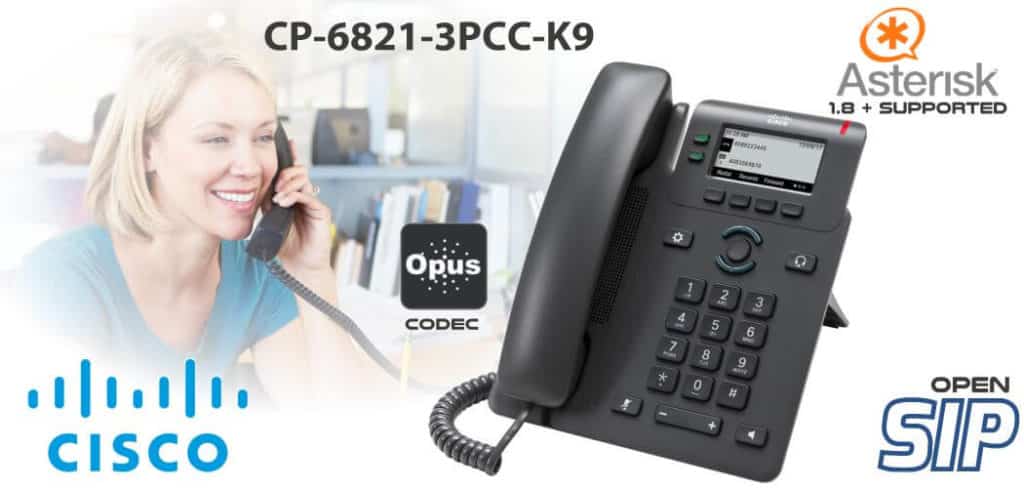 Cisco CP6821 3PCC K9 SIP Phone Dubai - 4 Line , POE, Gigabit, Console