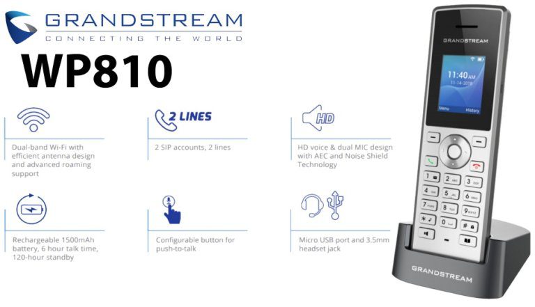Grandstream WP810 Dubai - Wifi Cordless Phone with 2 SIP Accounts